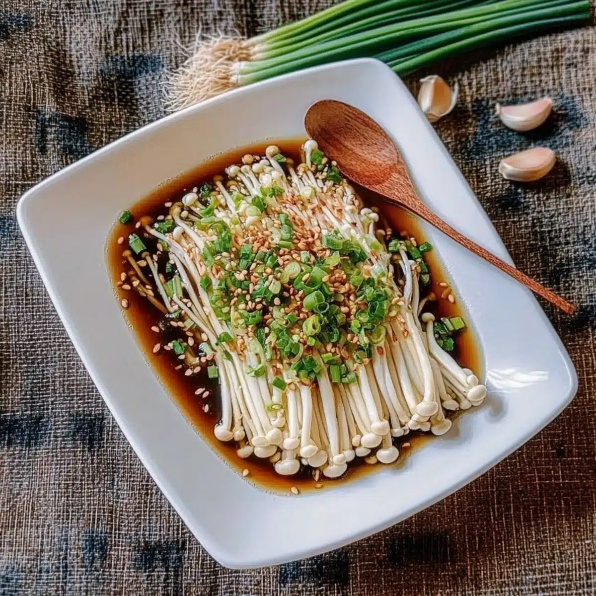 Easy Vegan Enoki Mushrooms with Magical Garlic Sauce